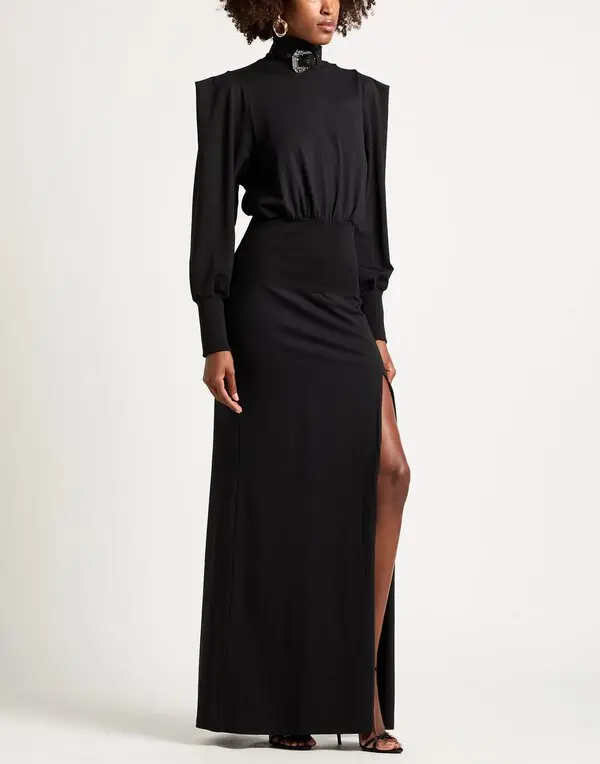 Versace Cotton Elastane Maxi Dress With Buckle Detail
