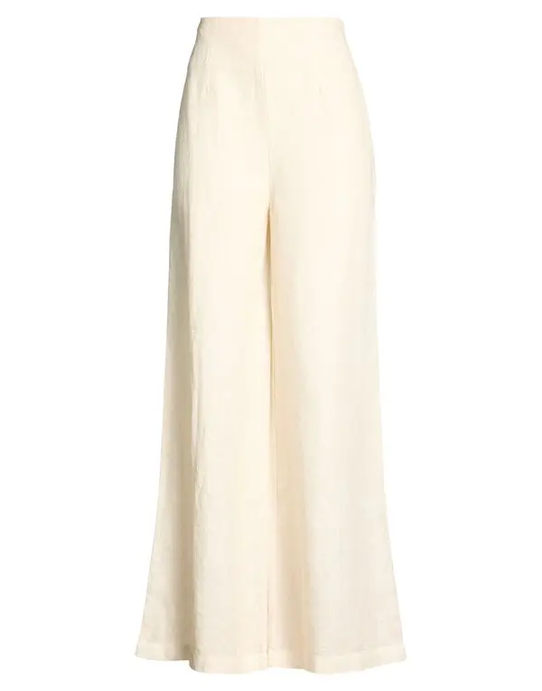120% Lino High Waisted Linen Wide Leg Pants