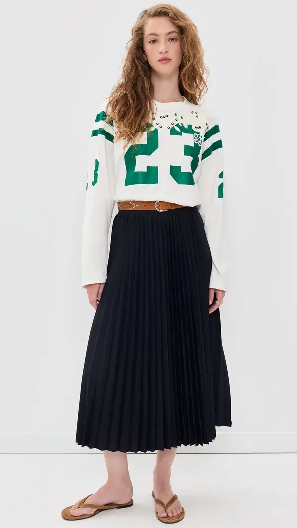 Sea Georgie Sportswear Tee With Floral Embroidery And Beaded Accents