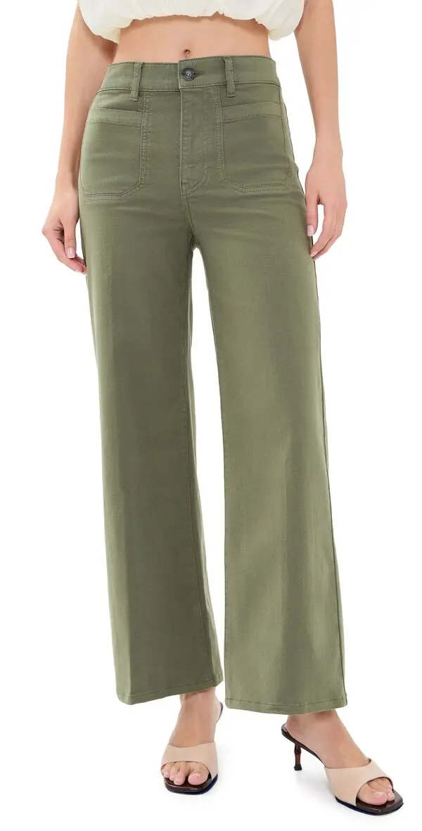 FRAME Le Slim Palazzo Modernist Pocket Pants - Grasshopper