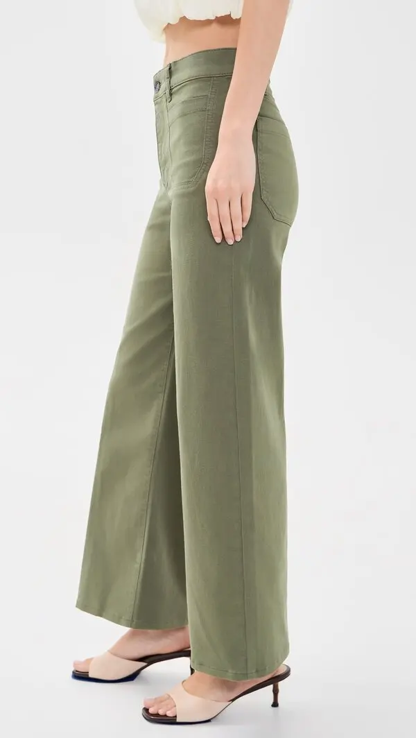 FRAME Le Slim Palazzo Modernist Pocket Pants - Grasshopper