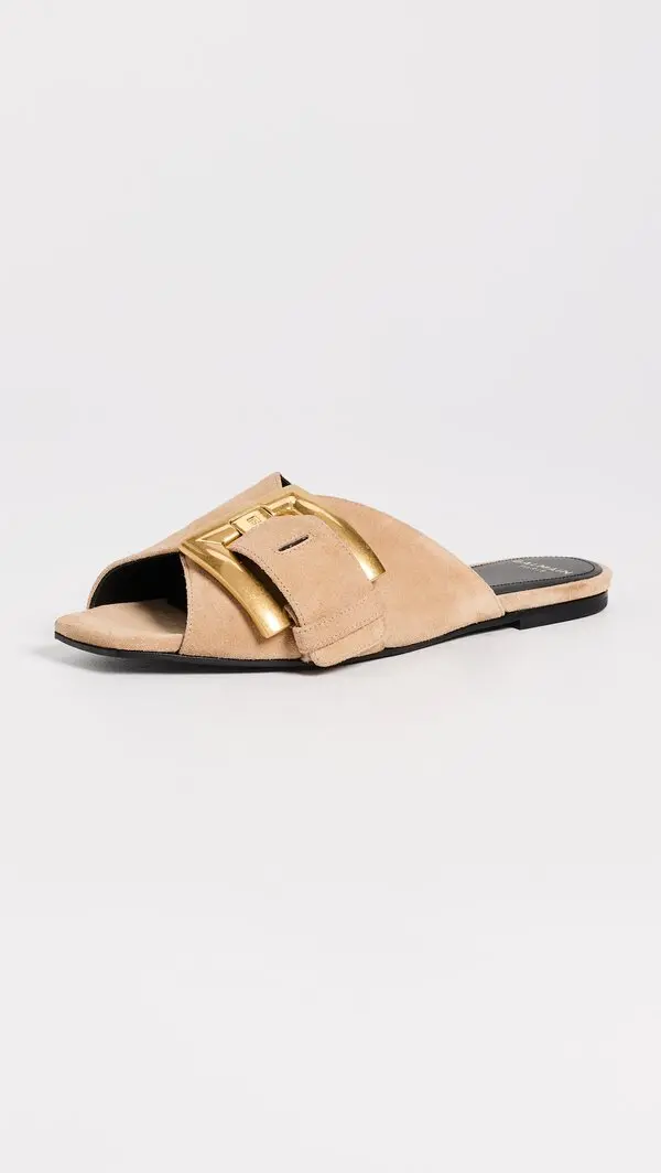 Balmain Anthem Suede Leather Flat Sandals