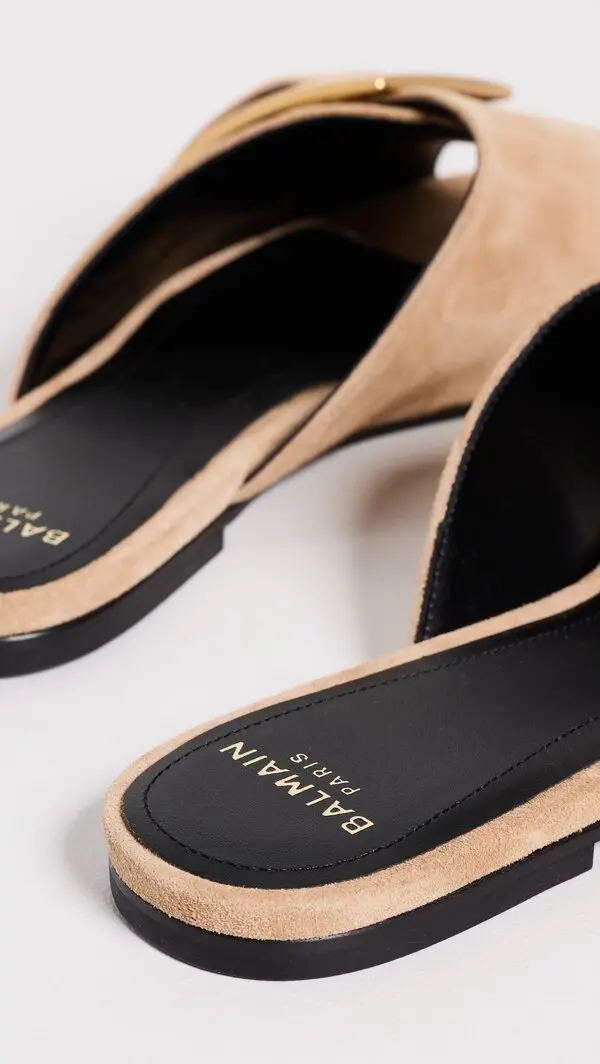 Balmain Anthem Suede Leather Flat Sandals