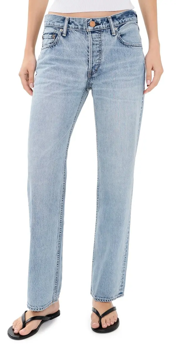 Moussy Vintage Covington Straight Low Jeans - Light Blue