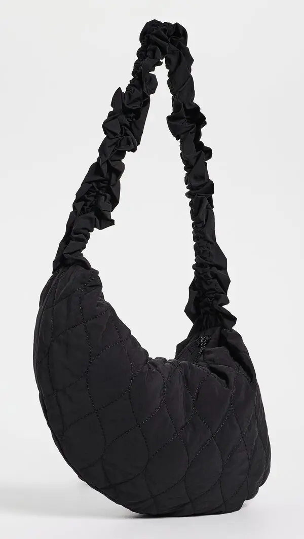 DAMSON MADDER Embroidered Rose Ruched Kidney Bag