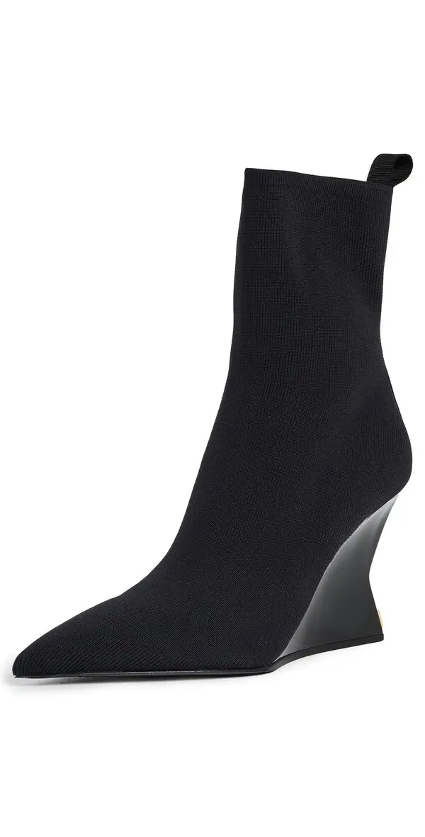 Balmain Wedge Knit Ankle Boots - Noir