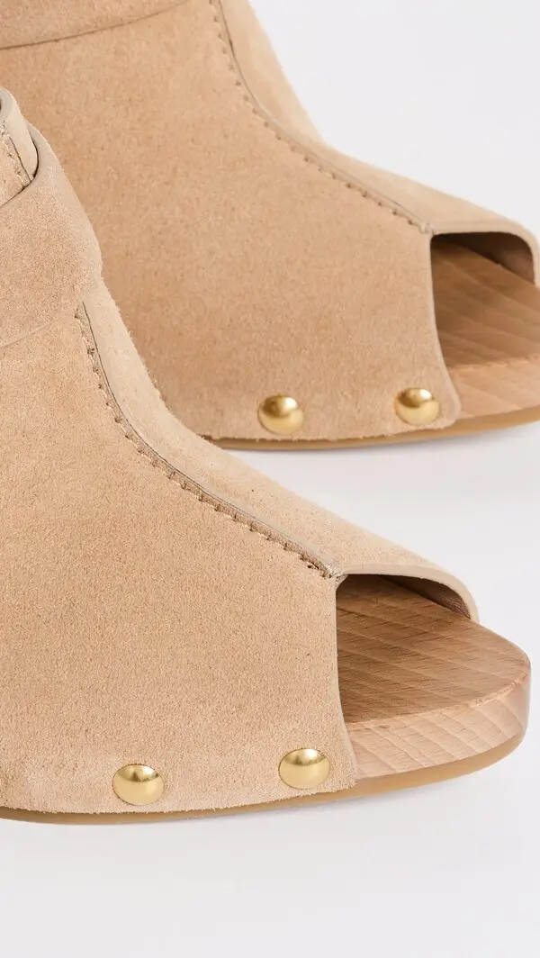 Balmain Anthem Suede Leather Clog Wedges