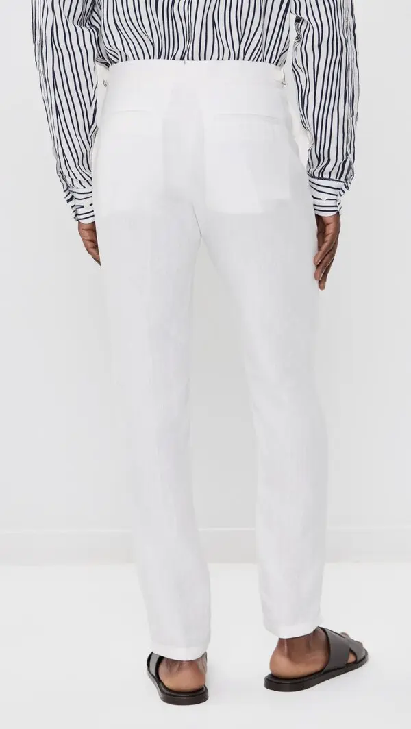 Orlebar Brown Italian Linen Tailored Pants - White Sand