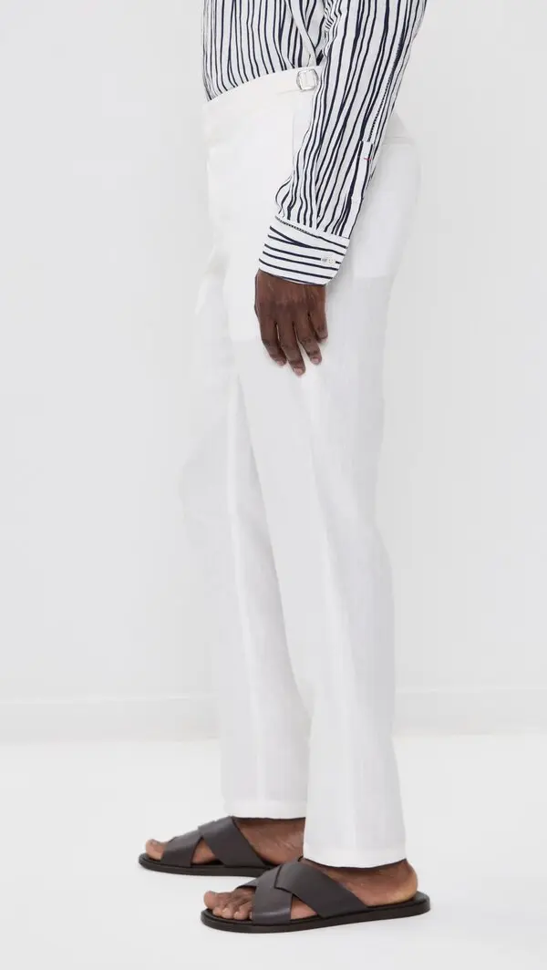 Orlebar Brown Italian Linen Tailored Pants - White Sand