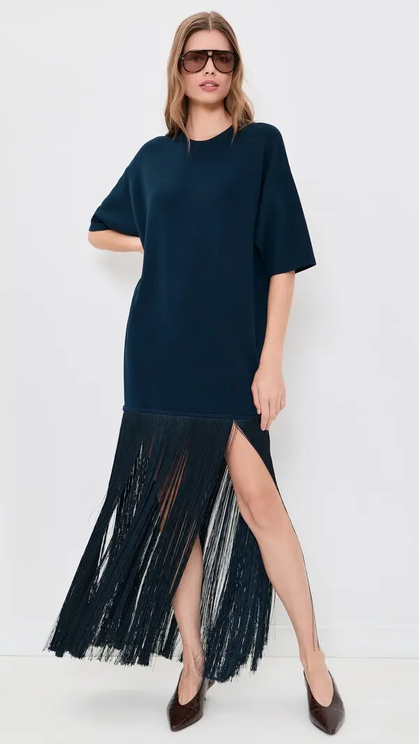 Essentiel Antwerp Knitted Maxi Dress With Fringe Skirt