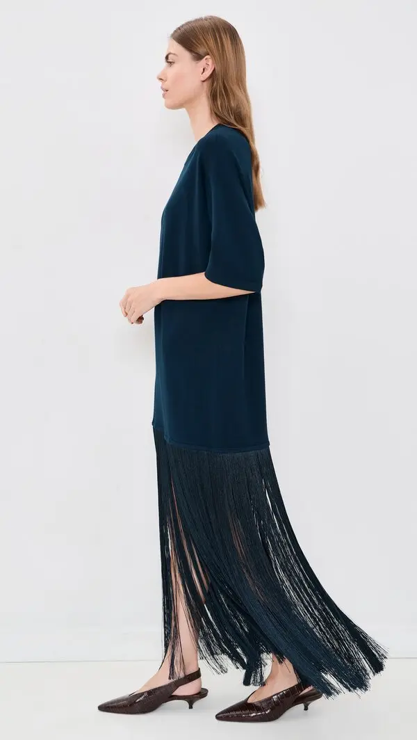 Essentiel Antwerp Knitted Maxi Dress With Fringe Skirt
