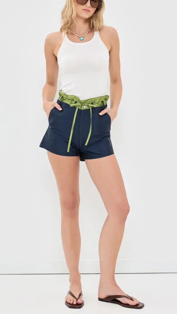 Chan Luu Techno Taffeta Two-tone Shorts