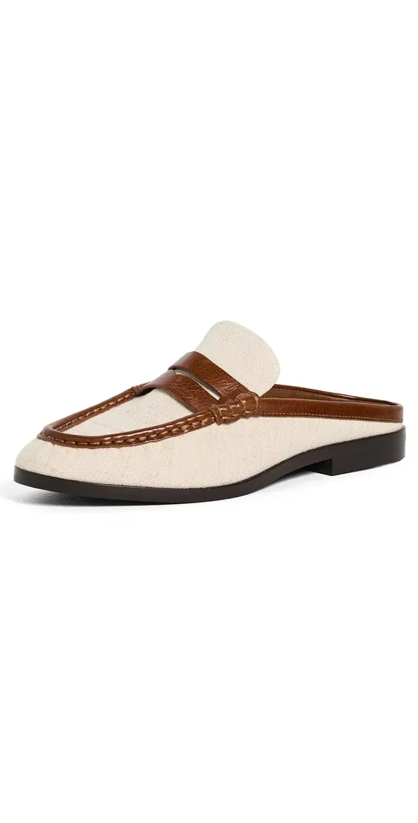 Simkhai Dean Canvas Combo Loafer Mules - Natural Saddle