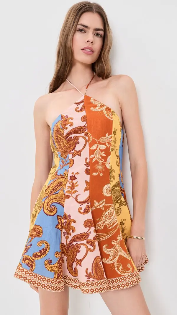 Hemant & Nandita Paisley Print Halterneck Skater Dress