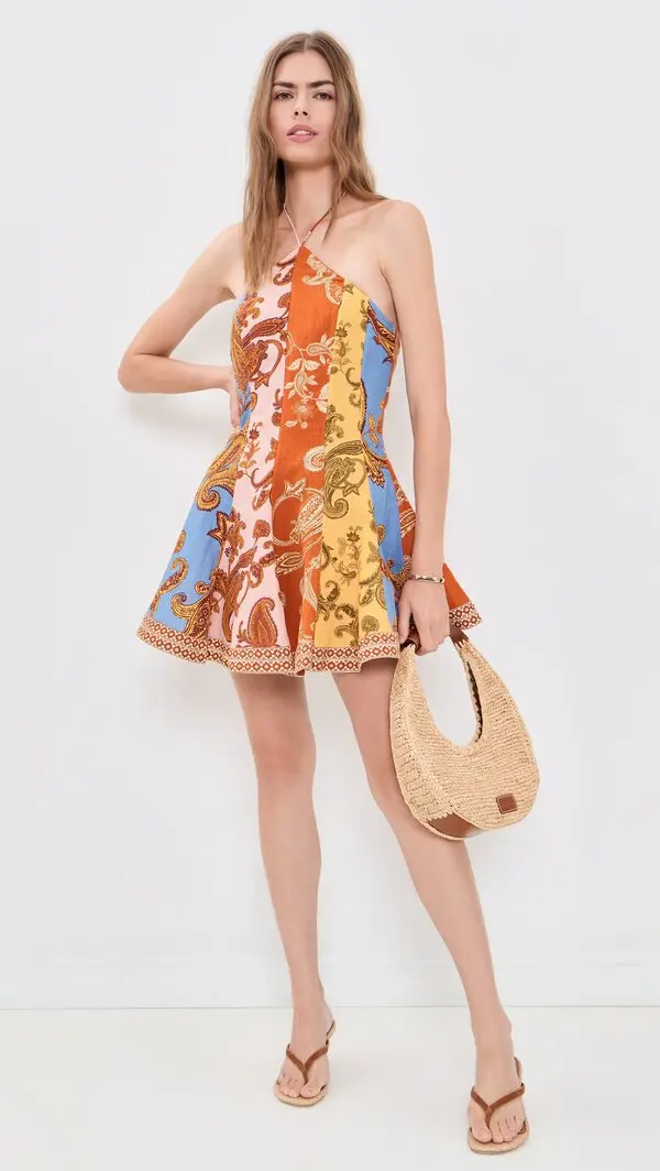 Hemant & Nandita Paisley Print Halterneck Skater Dress