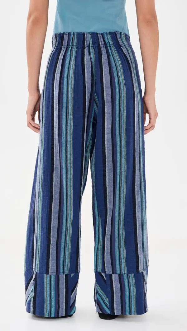 Free People Linen Stripe Wide Leg Pants