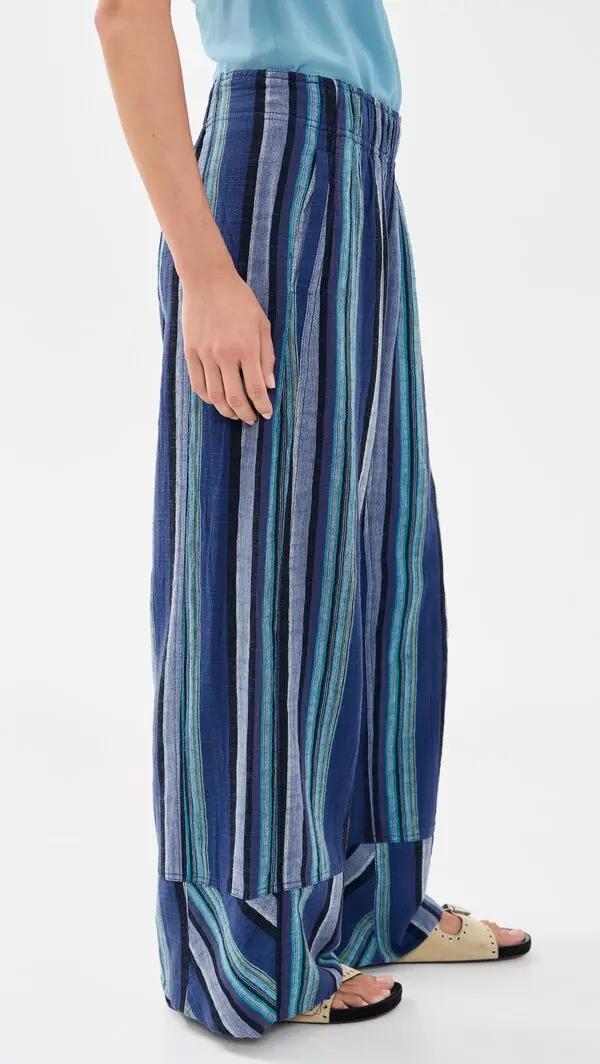 Free People Linen Stripe Wide Leg Pants