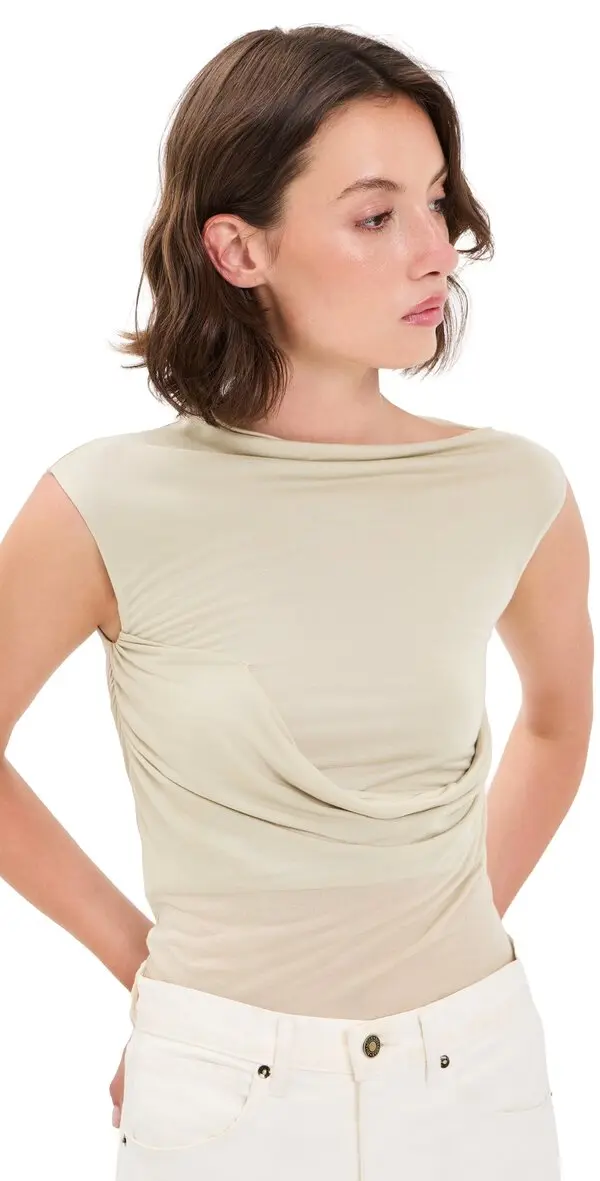 Paris Georgia Elemental Draped Top - Putty