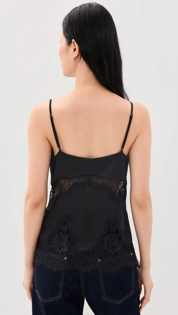 L'Agence Mitsu Lace Trim Cami - Black