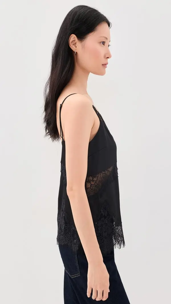 L'Agence Mitsu Lace Trim Cami - Black