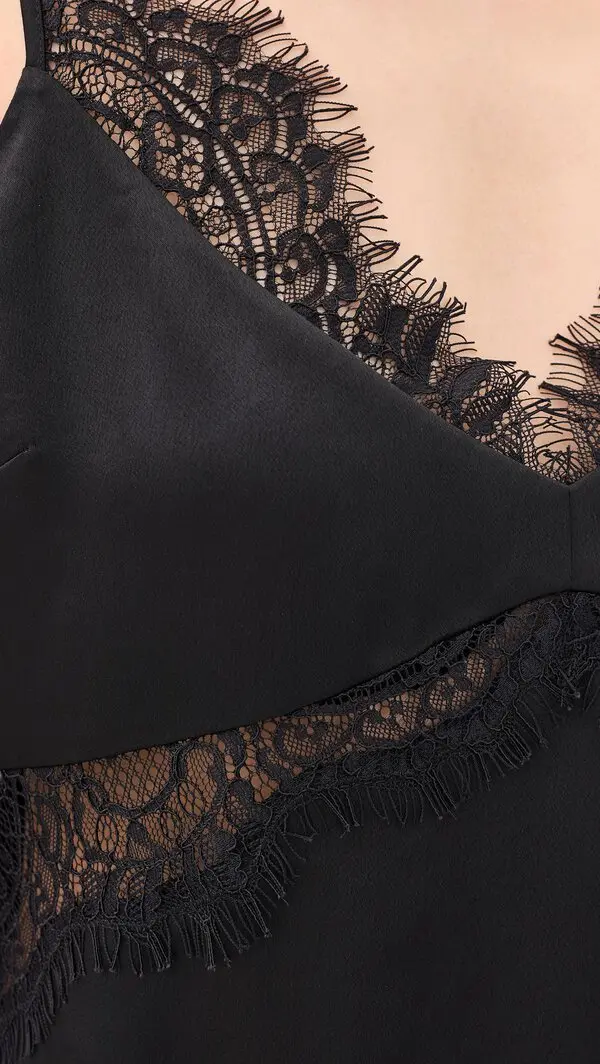 L'Agence Mitsu Lace Trim Cami - Black