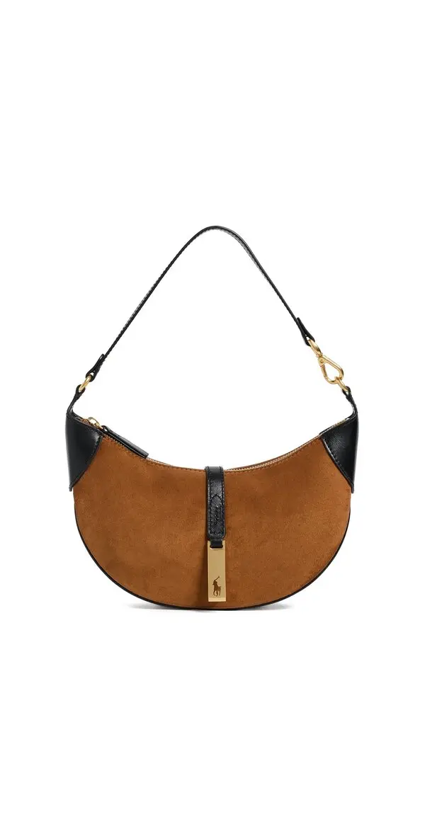 Polo Ralph Lauren Suede Small Shoulder Bag - Toffee/black
