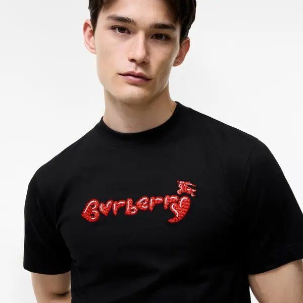 Burberry Heart Logo Cotton T-shirt - Black