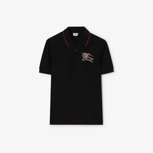 Burberry Heart Knight Cotton Polo Shirt - Black