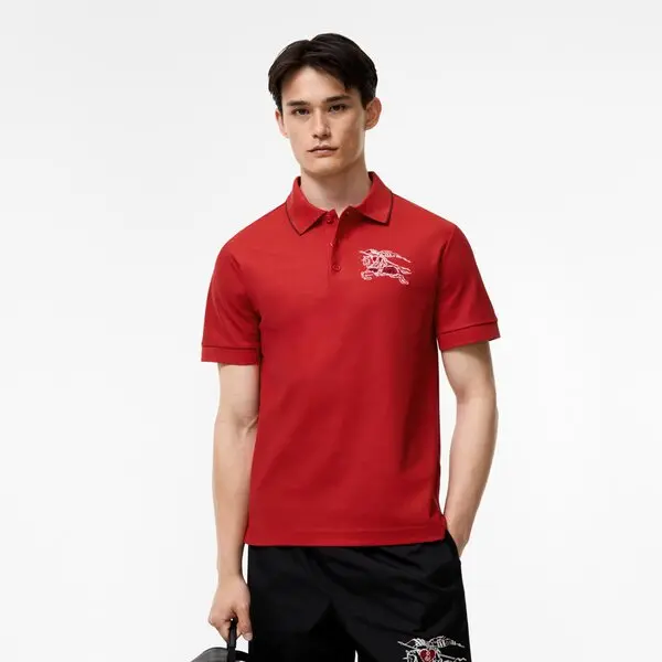 Burberry Heart Knight Cotton Polo Shirt - Currant Red