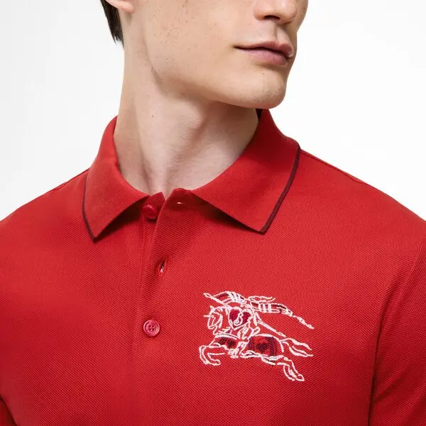 Burberry Heart Knight Cotton Polo Shirt - Currant Red