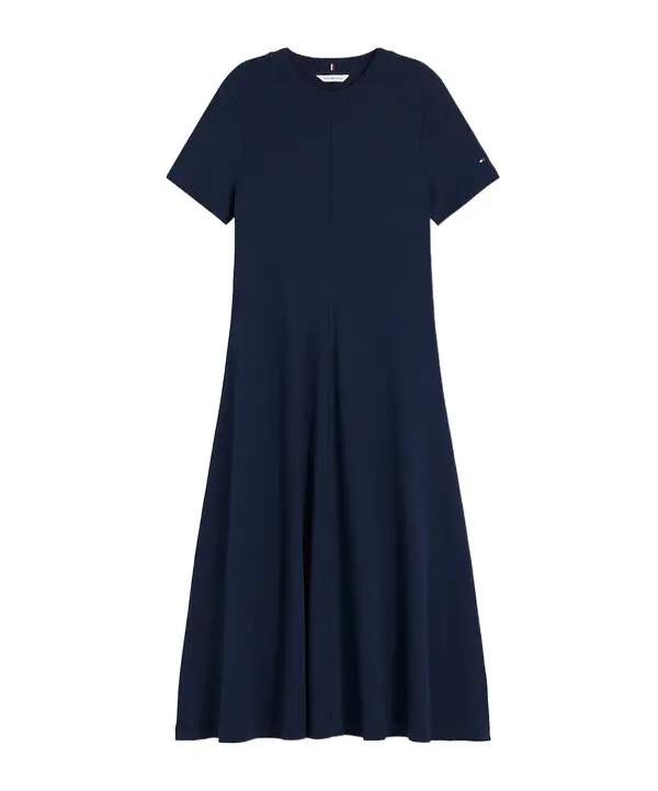 Tommy Hilfiger Interlock Knit Midi Fit And Flare Dress - Dark Blue