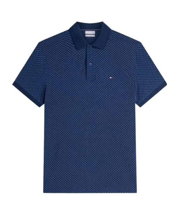 Tommy Hilfiger Geometric-print Short-sleeve Polo Shirt - Carbon Navy
