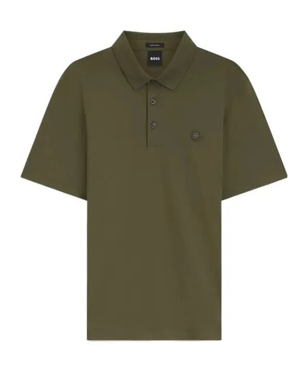Hugo Boss Double B Monogram-patch Polo Shirt - Brown