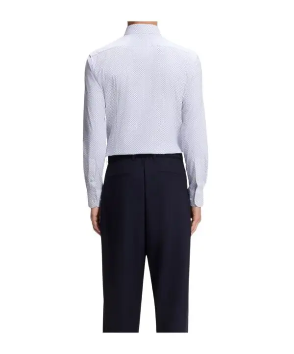 Hugo Boss Hank-kent Micro-patterned Classic-collar Shirt