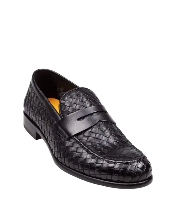 DOUCAL'S Round Toe Woven Loafers