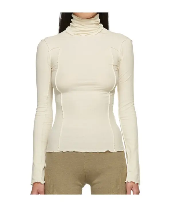 BASERANGE Rolled-trim High-neck Blouse - Nude