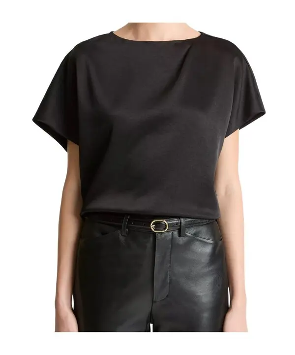 Vince Draped Satin Dolman-sleeve Blouse - Black