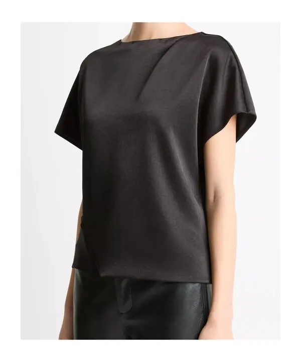 Vince Draped Satin Dolman-sleeve Blouse