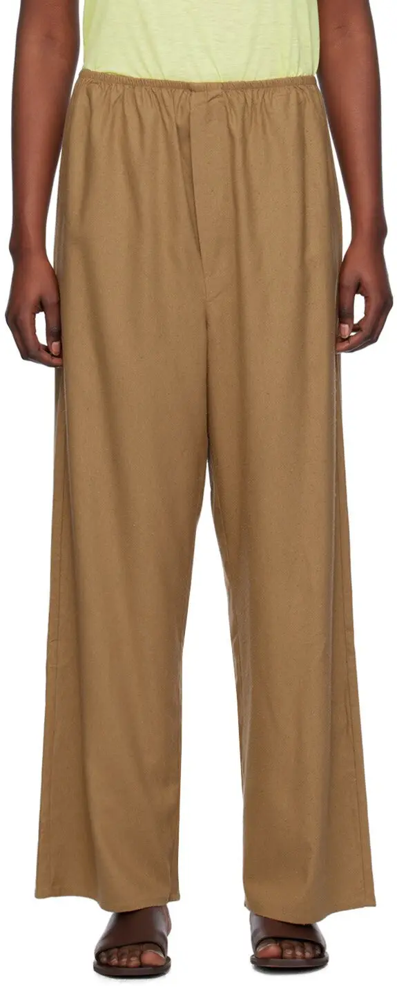 BASERANGE Elastic Waist Casual Pants - Brown