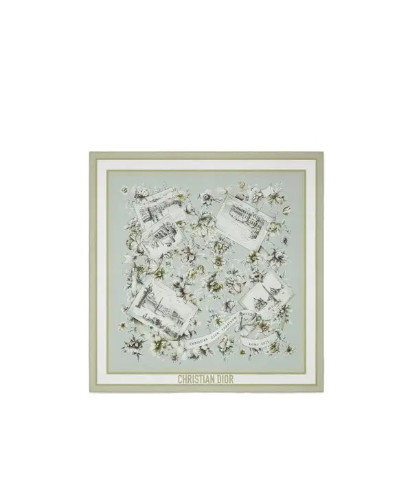Dior Souvenir De Rome 90 Square Scarf - Gray