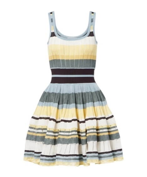 Alaïa Knitted Striped Minidress - Gray
