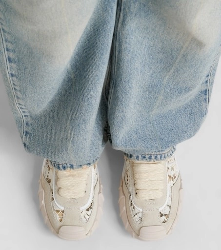 Dolce & Gabbana Runner Suede-trimmed Lace Sneakers