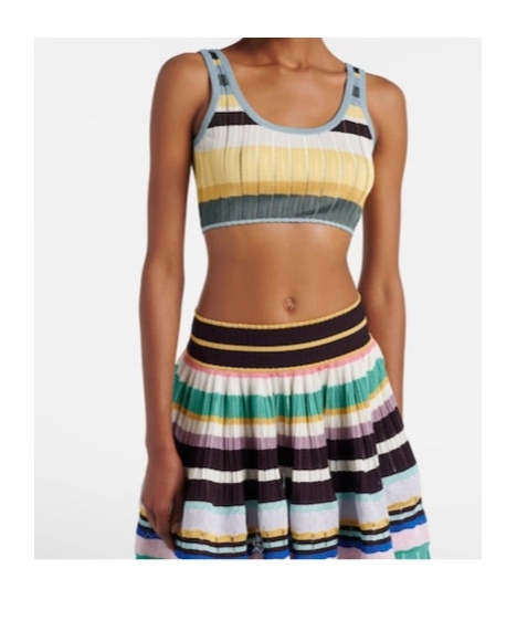 Alaïa Striped Cropped Tank Top