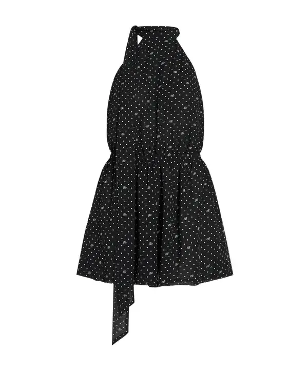 Karl Lagerfeld Polka-dot Halter-neck Playsuit - Wave Dot-black