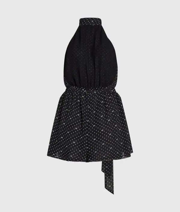 Karl Lagerfeld Polka Dot Halter Neck Playsuit