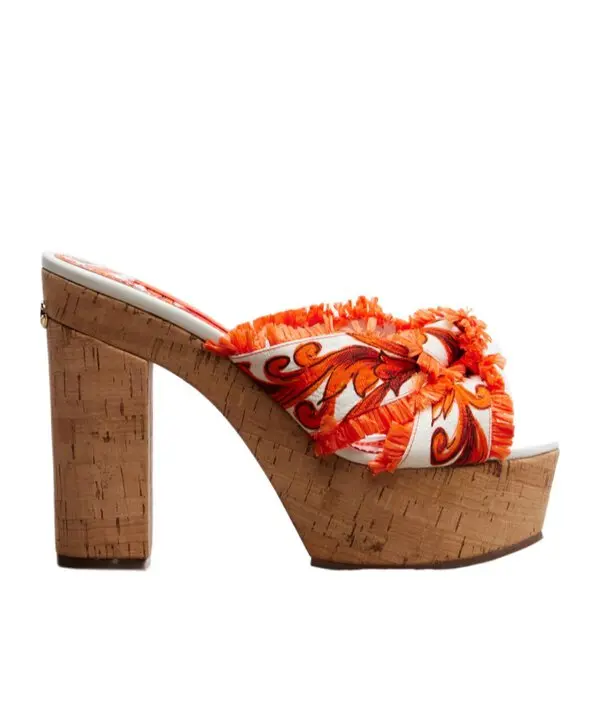 Dolce & Gabbana Majolica Brocade Platform Sandals - Brown