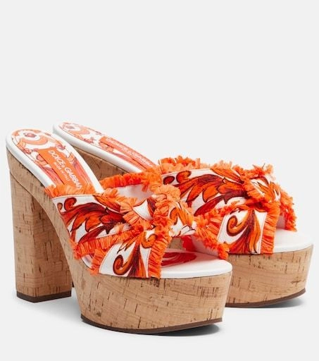 Dolce & Gabbana Majolica Brocade Platform Sandals