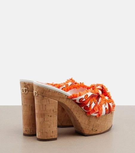 Dolce & Gabbana Majolica Brocade Platform Sandals