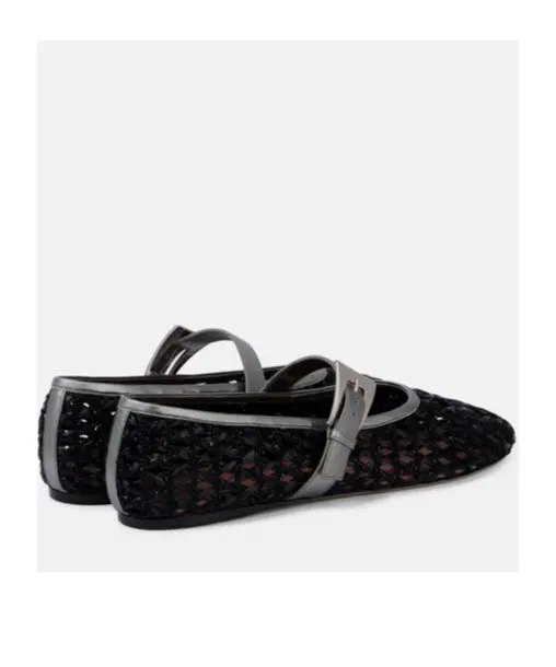 Paris Texas Sveva Buckle-detail Raffia Ballet Flats