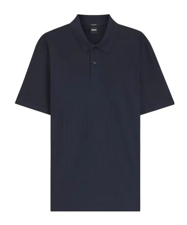 Hugo Boss Stripe-textured Polo Shirt - Dark Blue